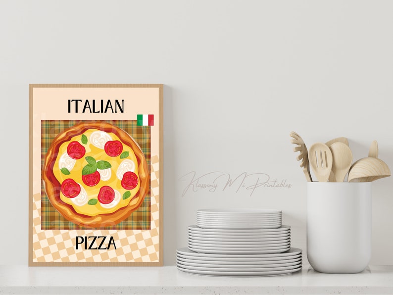 Italian Pizza Printable Wall Art, Italian Cuisine Home Decor, Classic ...