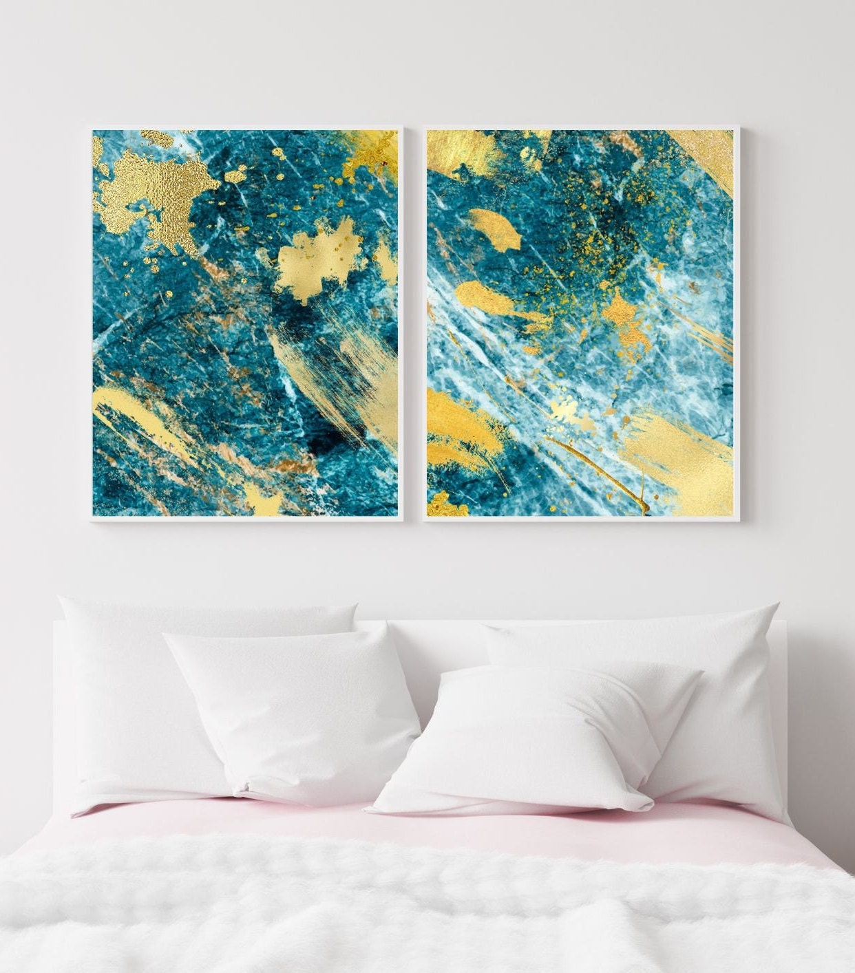 Blue Marble Printable Wall Art Set of 2 Marble Wall Decor - Etsy