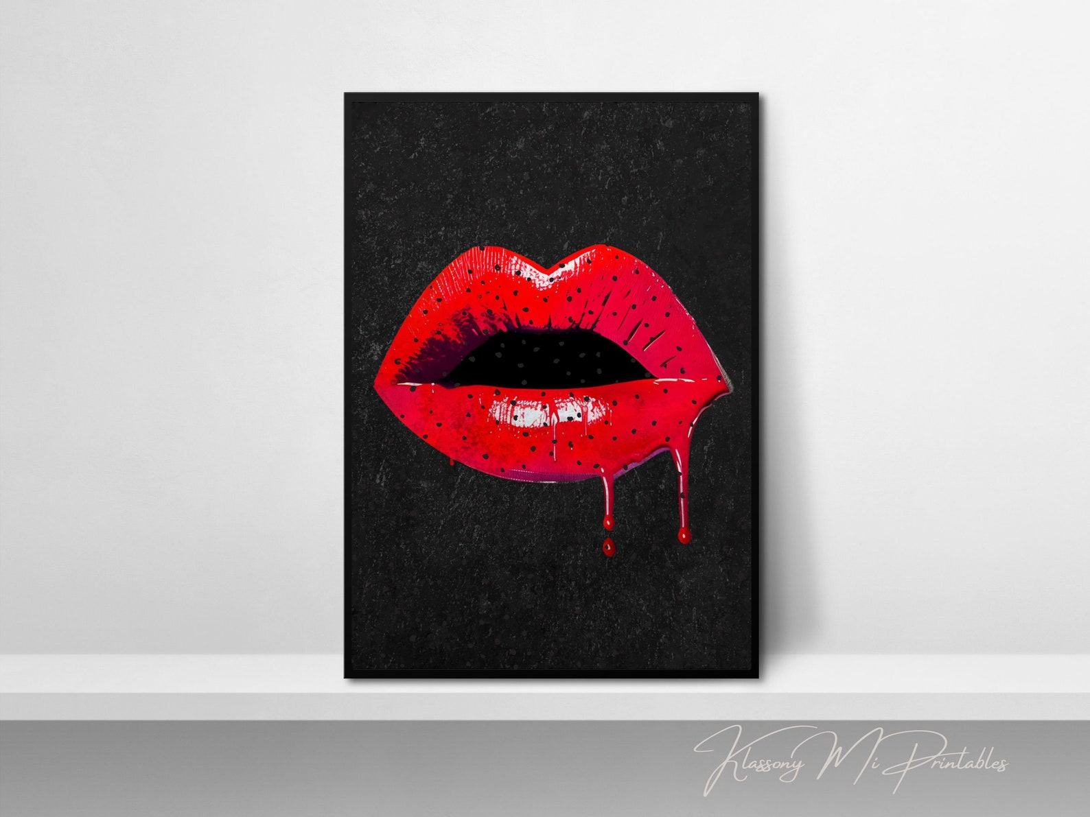 Red Hot Lips Set of 4 Printable Wall Art Prints With Unique Styles ...