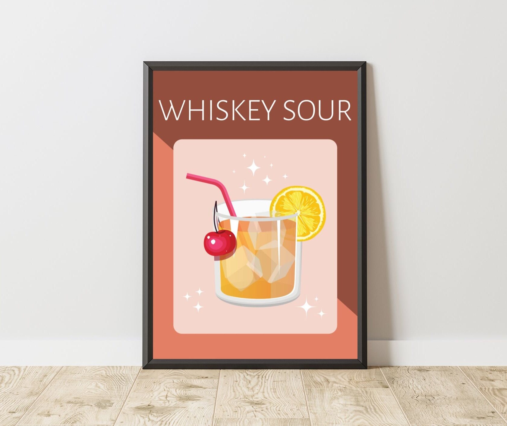 Whiskey Sour Cocktail Digital Wall Decor Whiskey Sour Art - Etsy