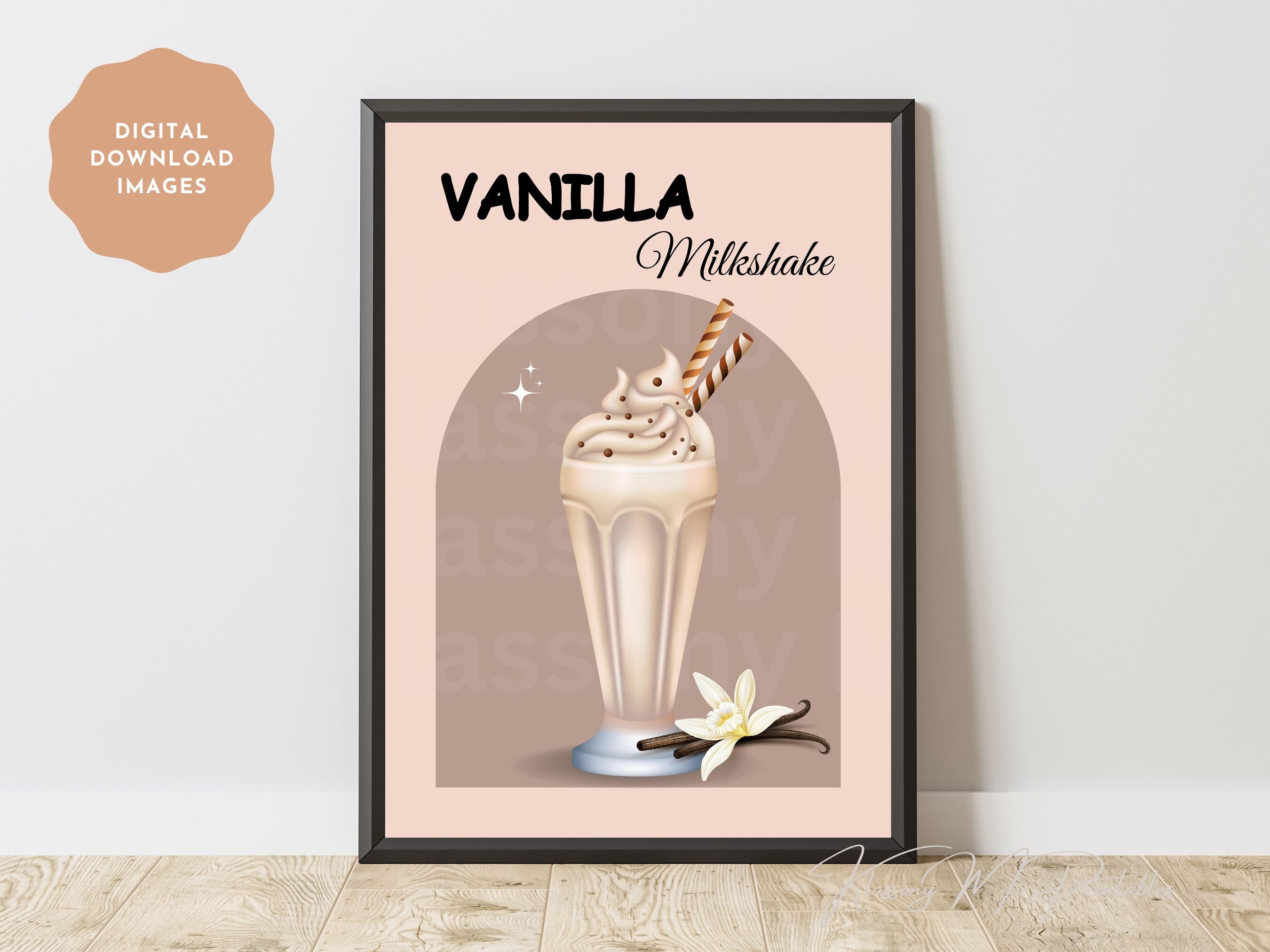 Set of 3 Milkshake Printable Art Posters, Vanilla Chocolate Strawberry ...