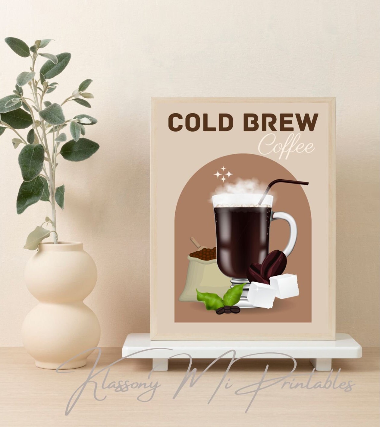 Cold Brew Digital Wall Art, Iced Coffee Printable Art Decor, Iced Cold ...