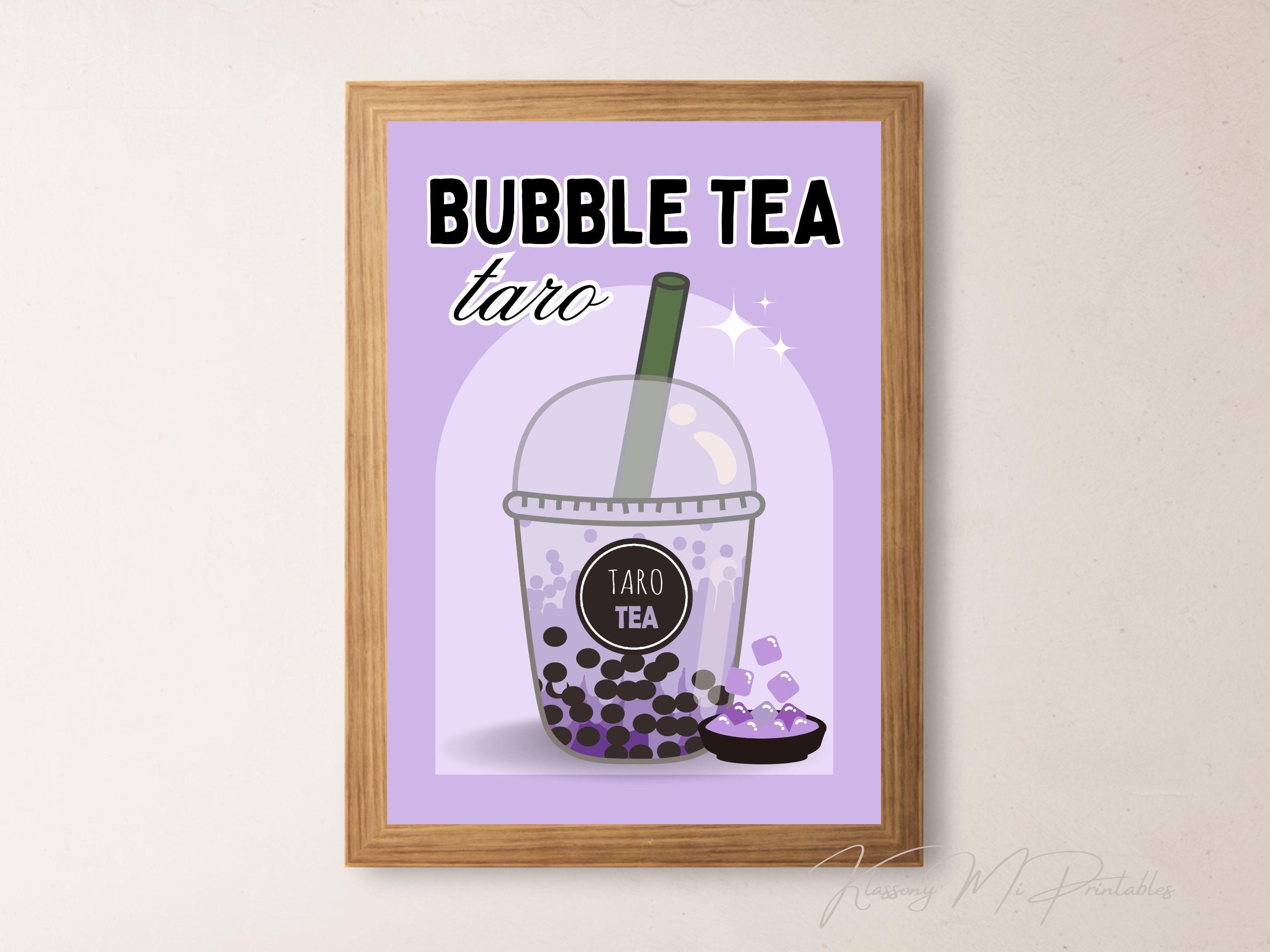 Bubble Tea Art Print, Boba Milk Taro Tea Poster, Bubble Tea Shop ...