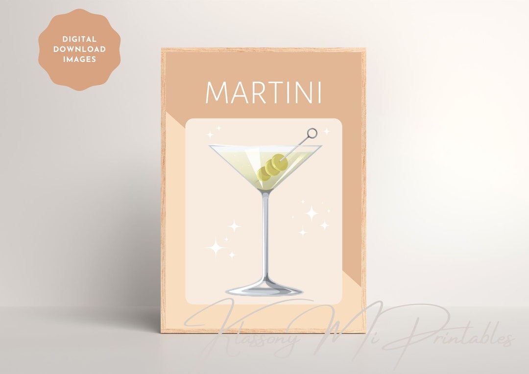 Martini Cocktail Drink Digital Download, Martini Drink Printable Wall ...