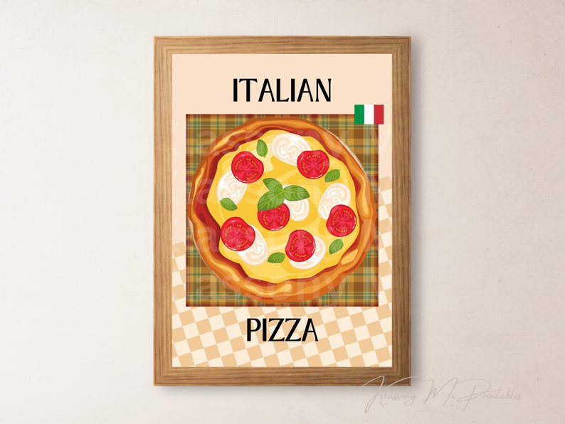 Italian Pizza Printable Wall Art, Italian Cuisine Home Decor, Classic ...