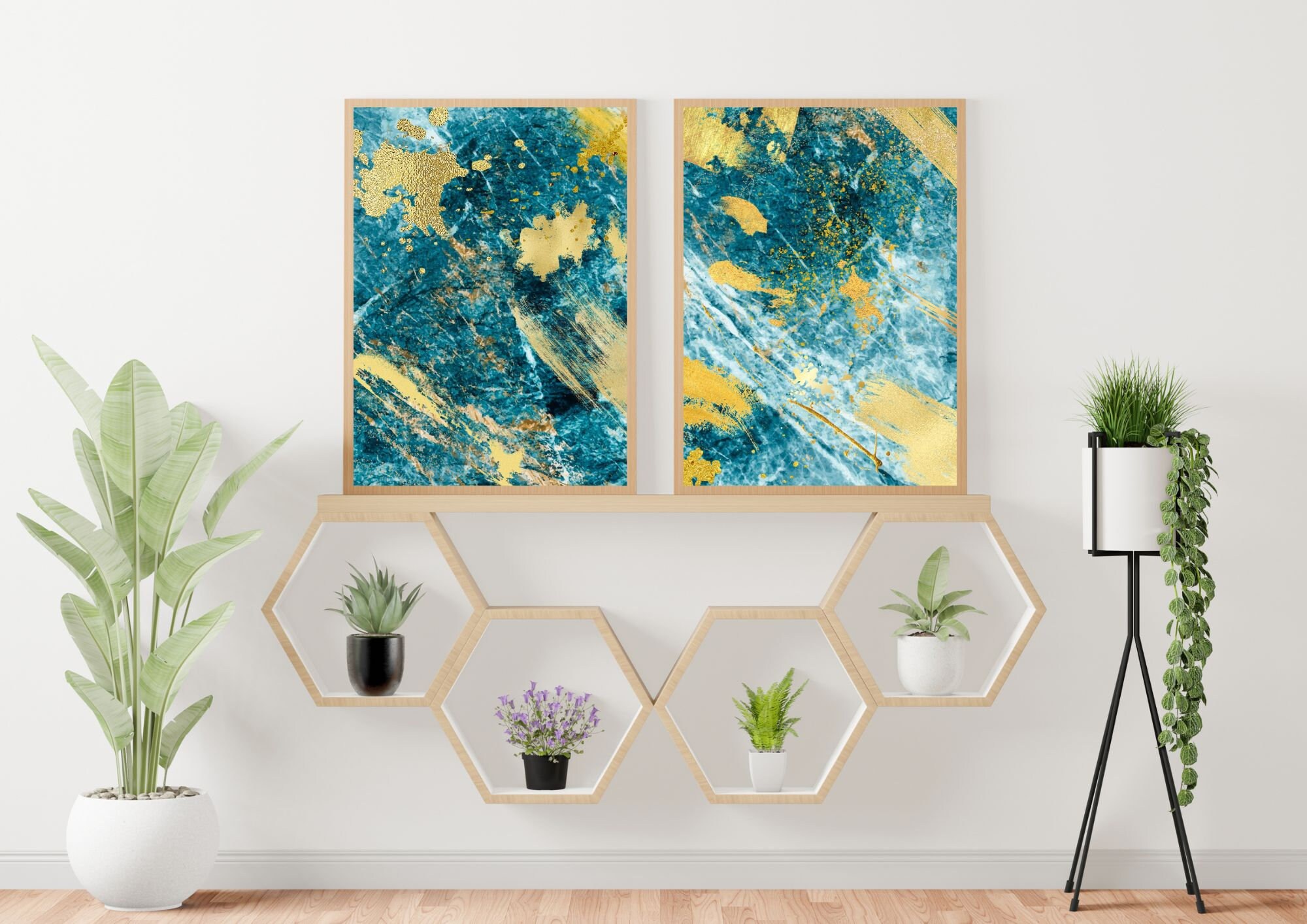 Blue Marble Printable Wall Art Set of 2 Marble Wall Decor - Etsy