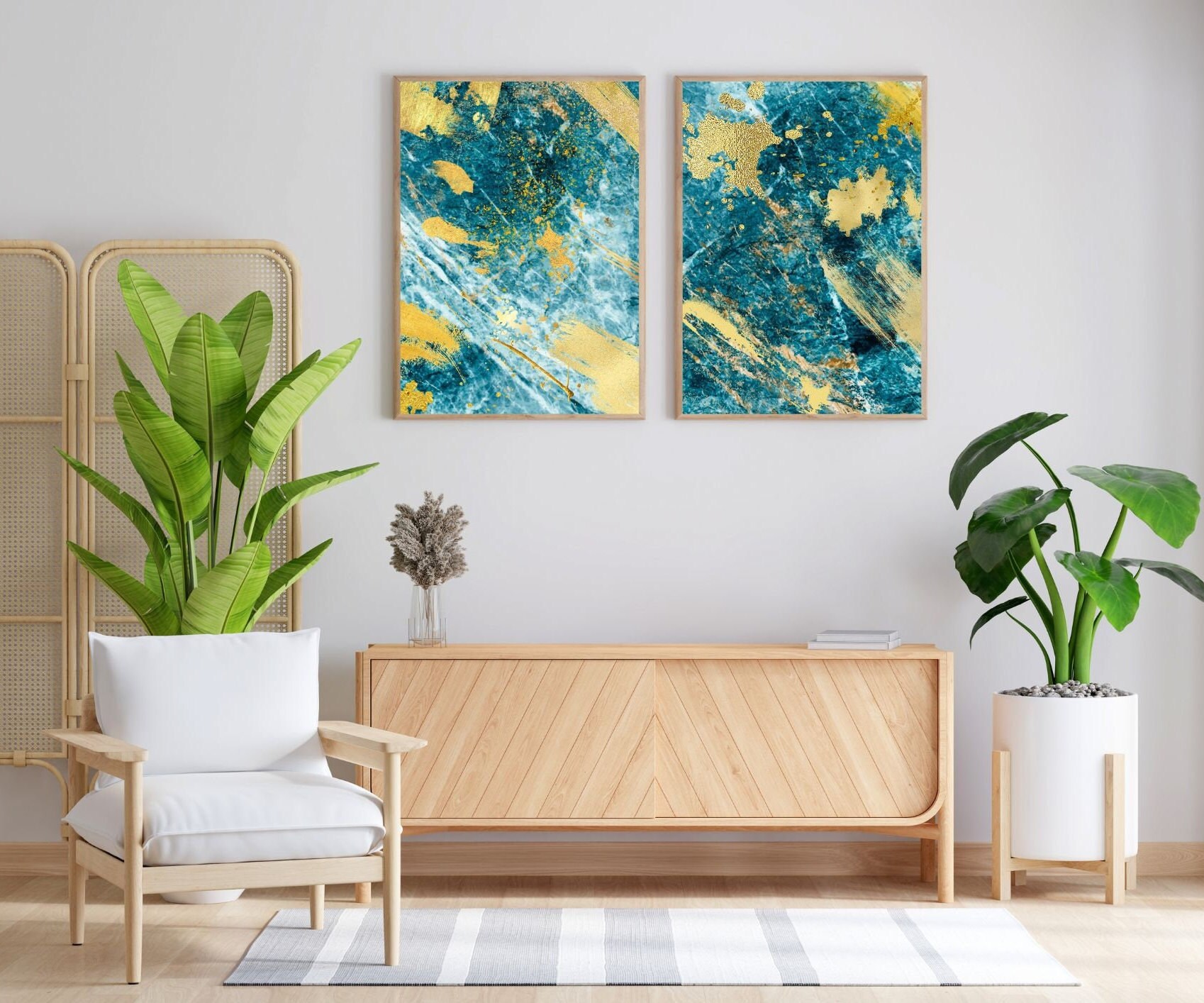 Blue Marble Printable Wall Art Set of 2 Marble Wall Decor - Etsy