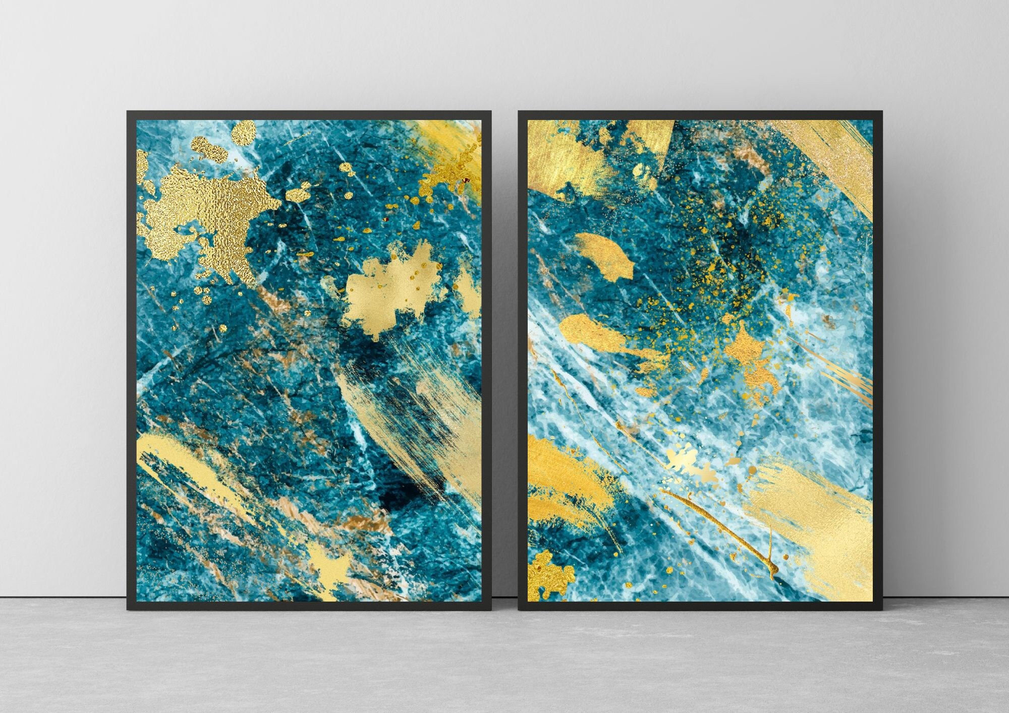 Blue Marble Printable Wall Art Set of 2 Marble Wall Decor - Etsy