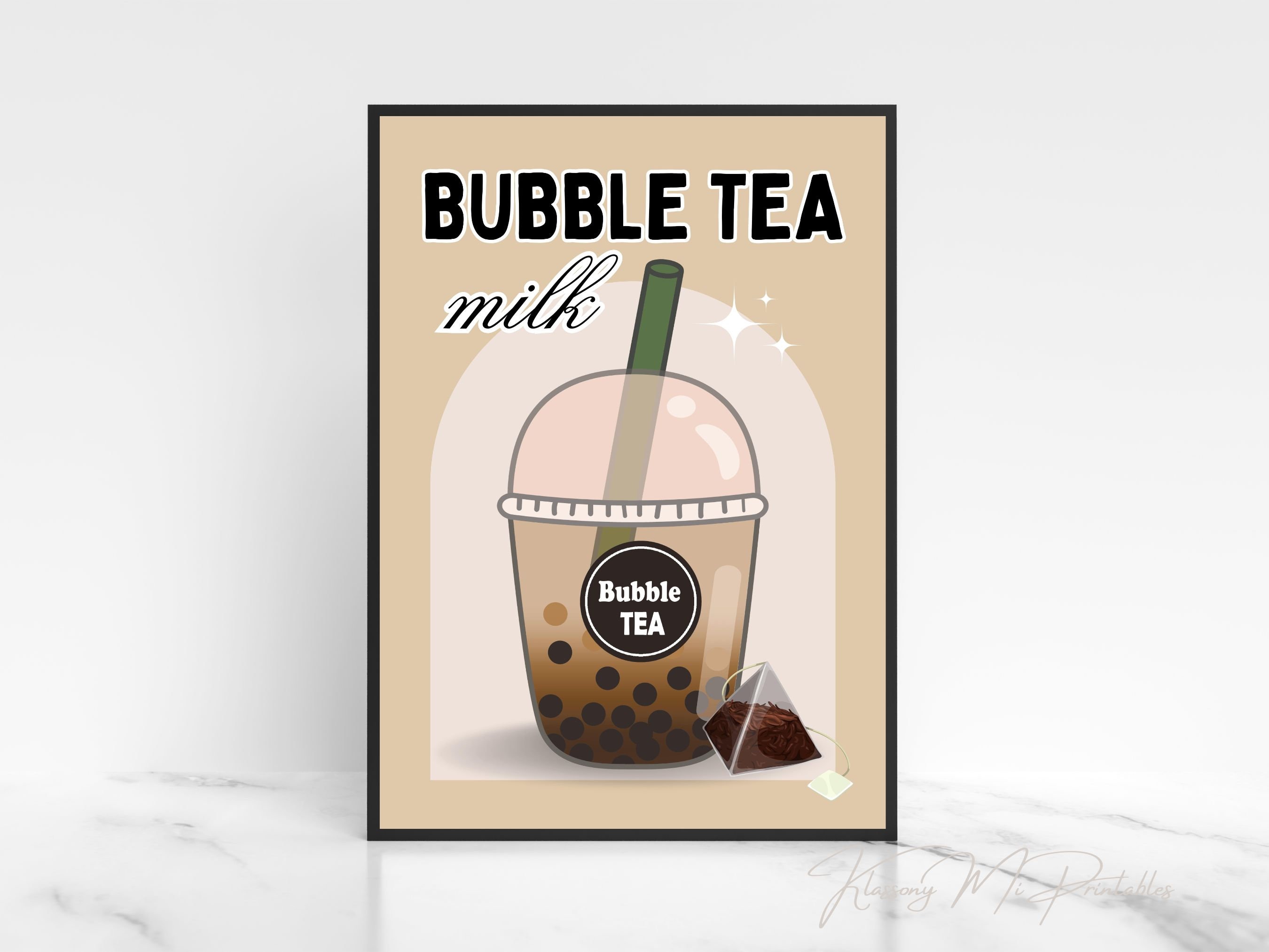 Bubble Tea Art Print Boba Milk Tea Poster Bubble Tea Shop Printable