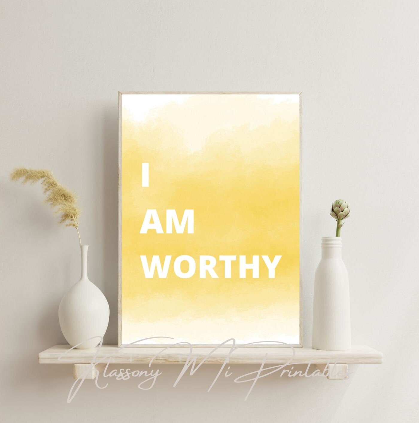 Worthy Word Art I Am Worthy Saying Wall Art, Daily Intention Word Art