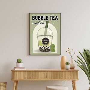 Bubble Tea Art Print, Boba Milk Matcha Tea Poster, Bubble Tea Shop ...
