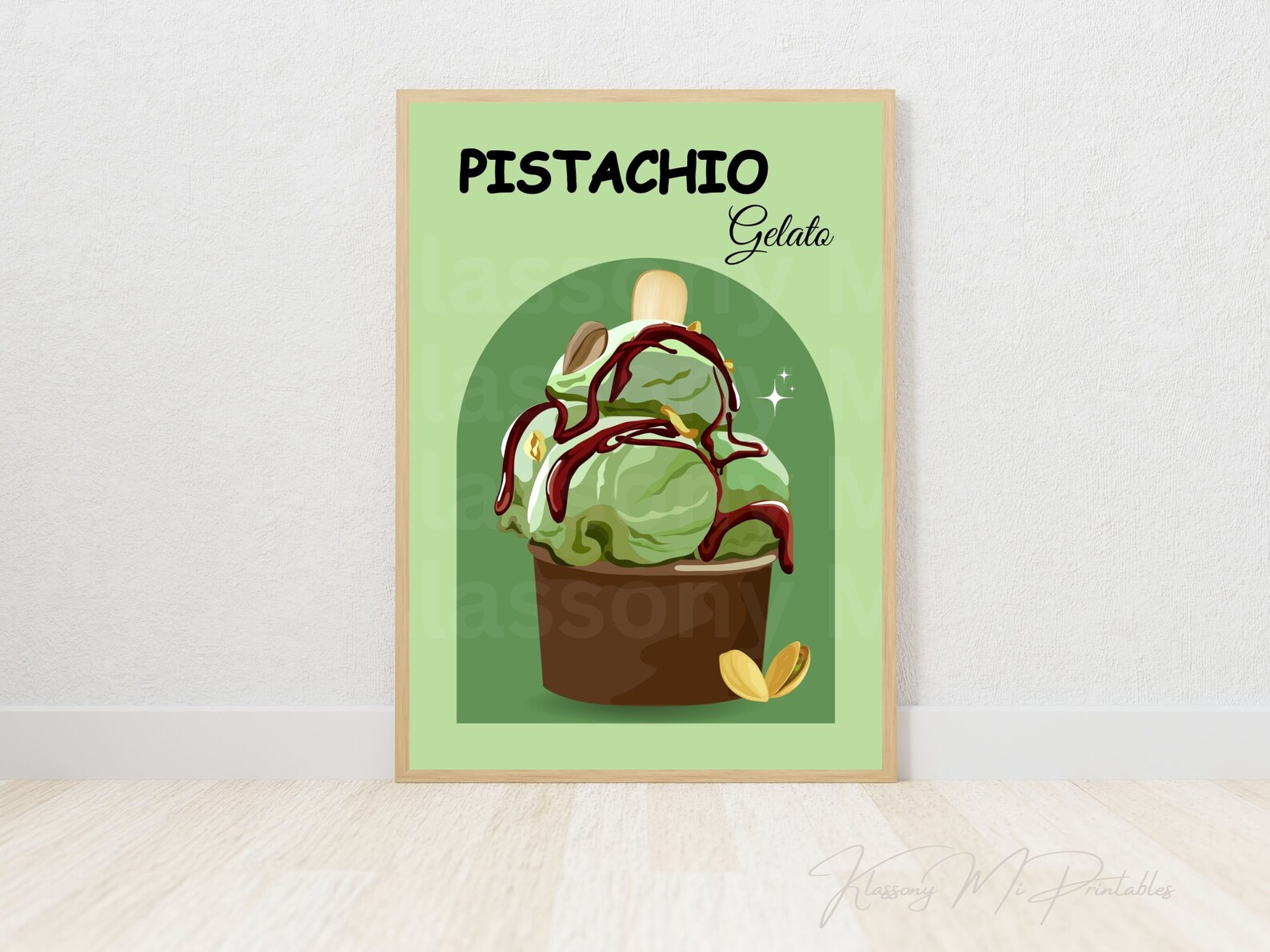 Pistachio Gelato Printable Wall Art, Dessert Kitchen Wall Decoration ...