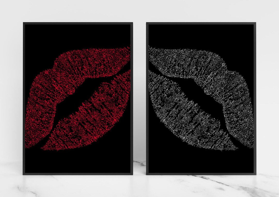 Lip Digital Wall Art, Set of 2 Lip Prints, Lip Wall Art Gallery, Trendy ...