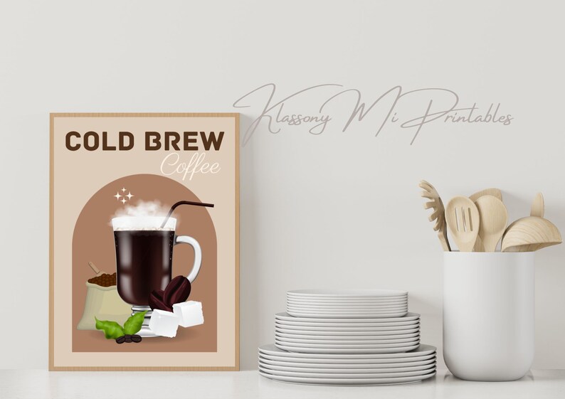 Cold Brew Digital Wall Art, Iced Coffee Printable Art Decor, Iced Cold ...