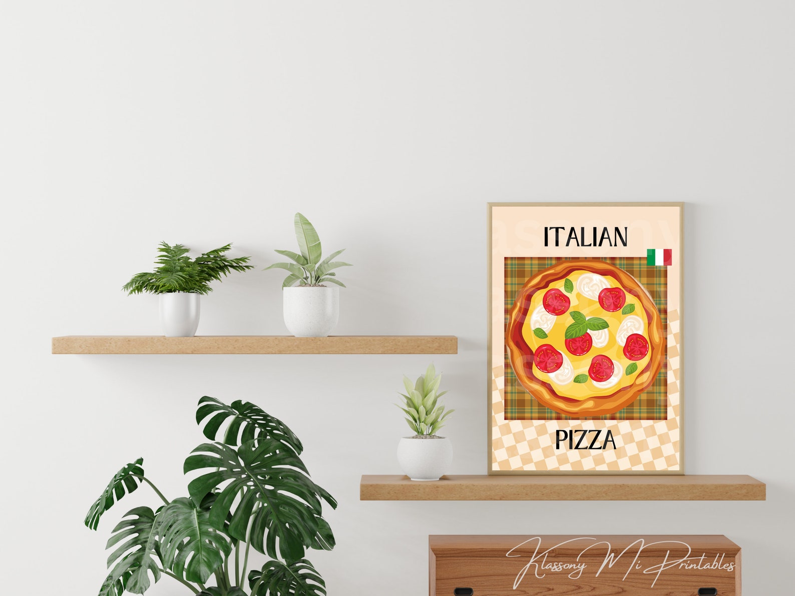 Italian Pizza Printable Wall Art, Italian Cuisine Home Decor, Classic ...