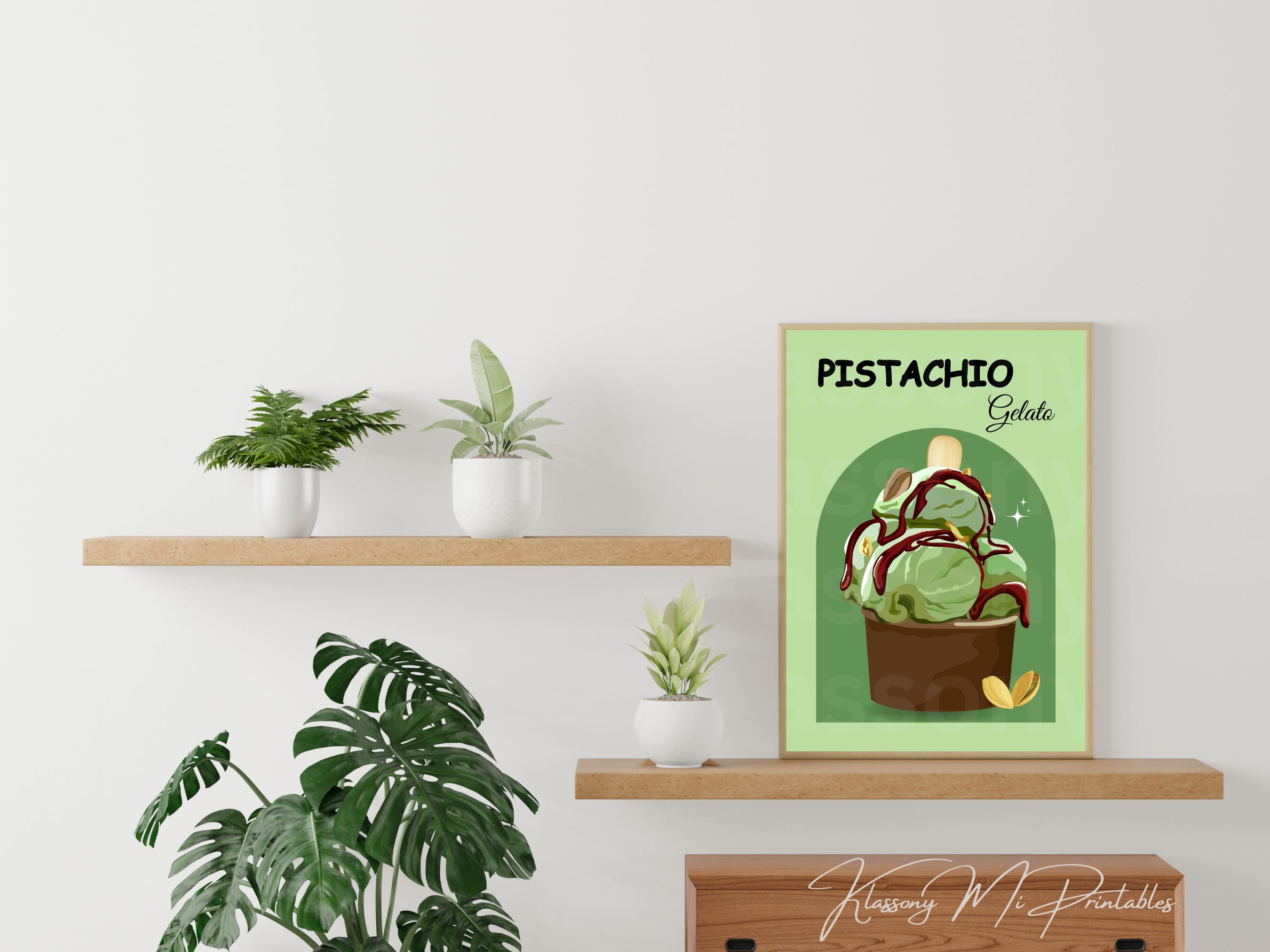 Pistachio Gelato Printable Wall Art, Dessert Kitchen Wall Decoration ...