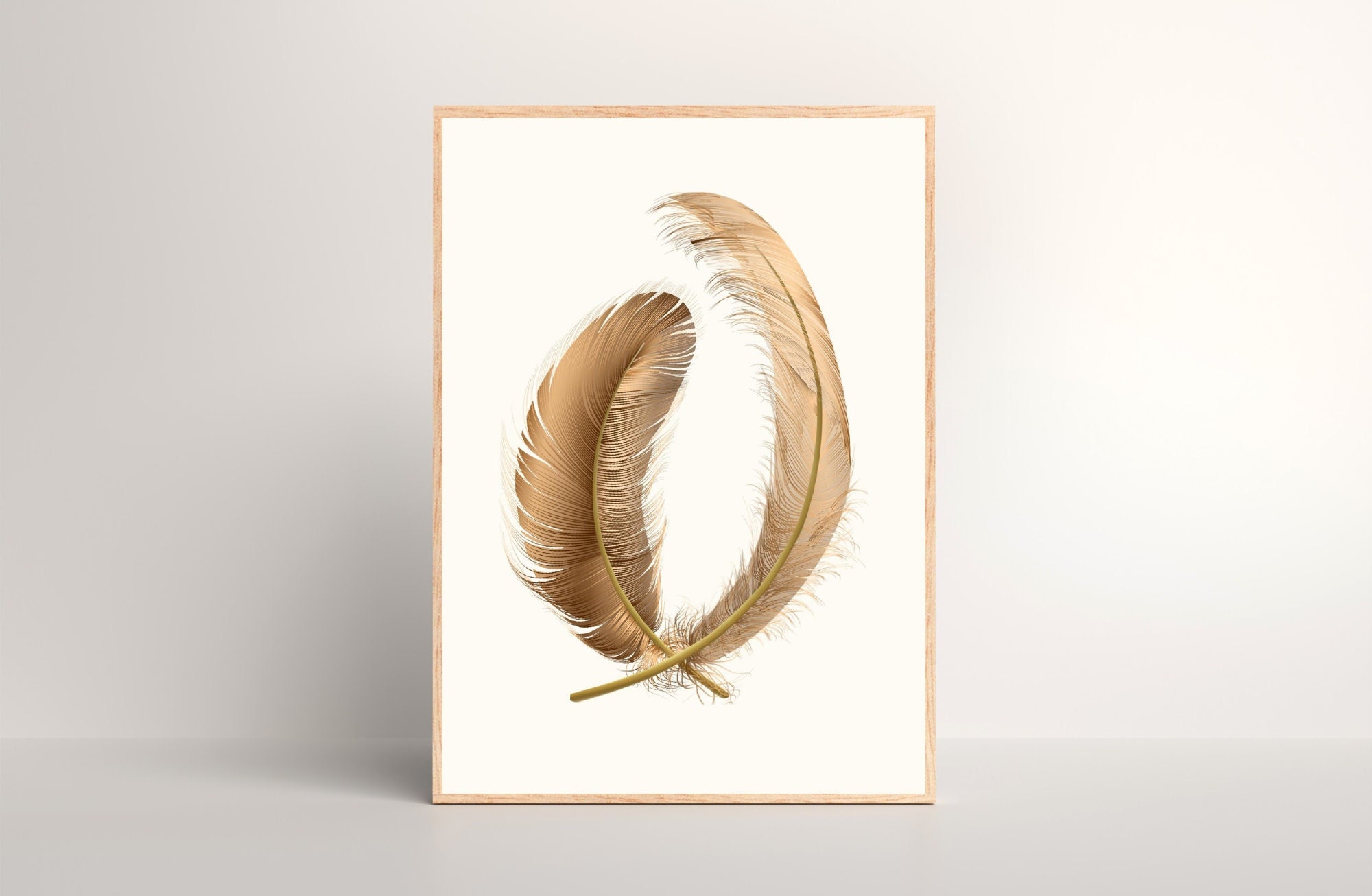 Gold Feather Bronze Feather Duo Design, Minimalist Metallic Decor ...