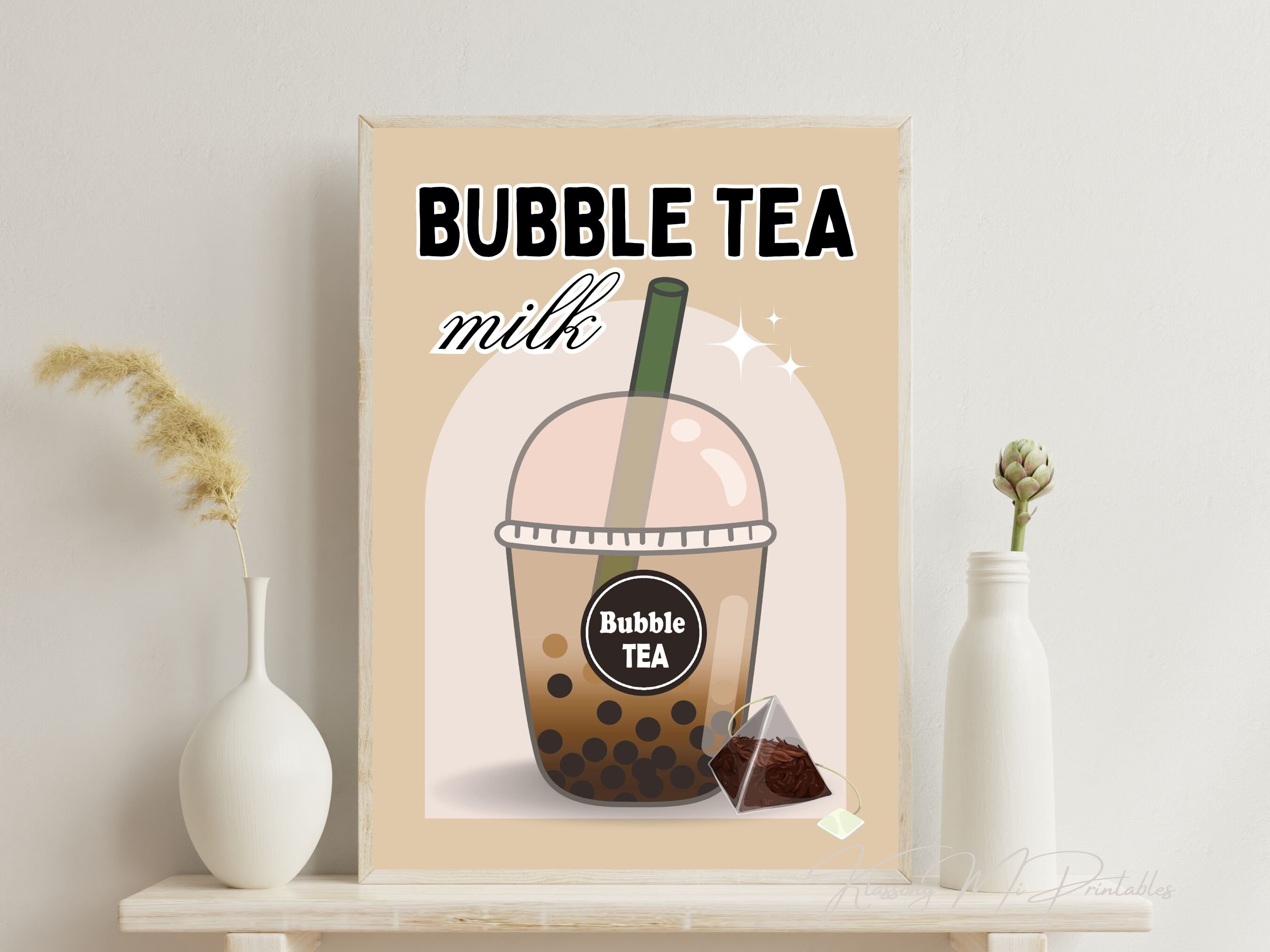 Bubble Tea Art Print Boba Milk Tea Poster Bubble Tea Shop Printable ...