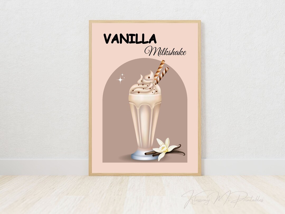 Vanilla Milkshake Printable Wall Art for Shake Lover, Cold Drink ...