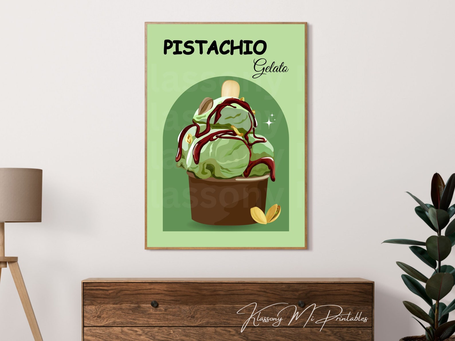 Pistachio Gelato Printable Wall Art, Dessert Kitchen Wall Decoration ...