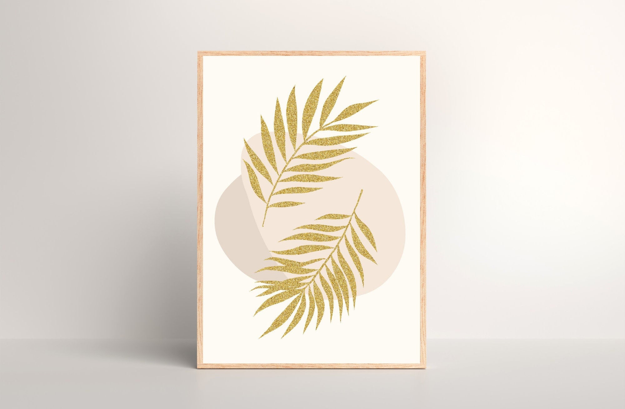 Gold Leaf Printable Wall Art, Set of 3 Prints, Light Pastel Background ...