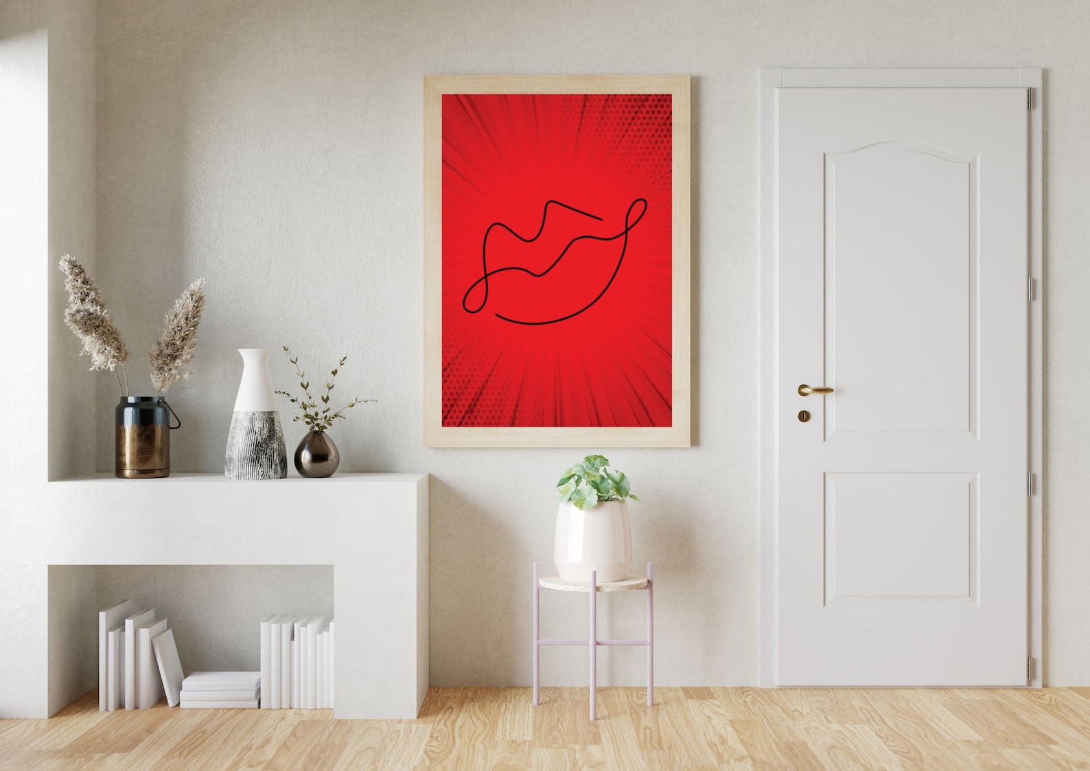 Big Red Lip Poster, Lip Digital Wall Art, Black Scribble Lip Print, Lip ...
