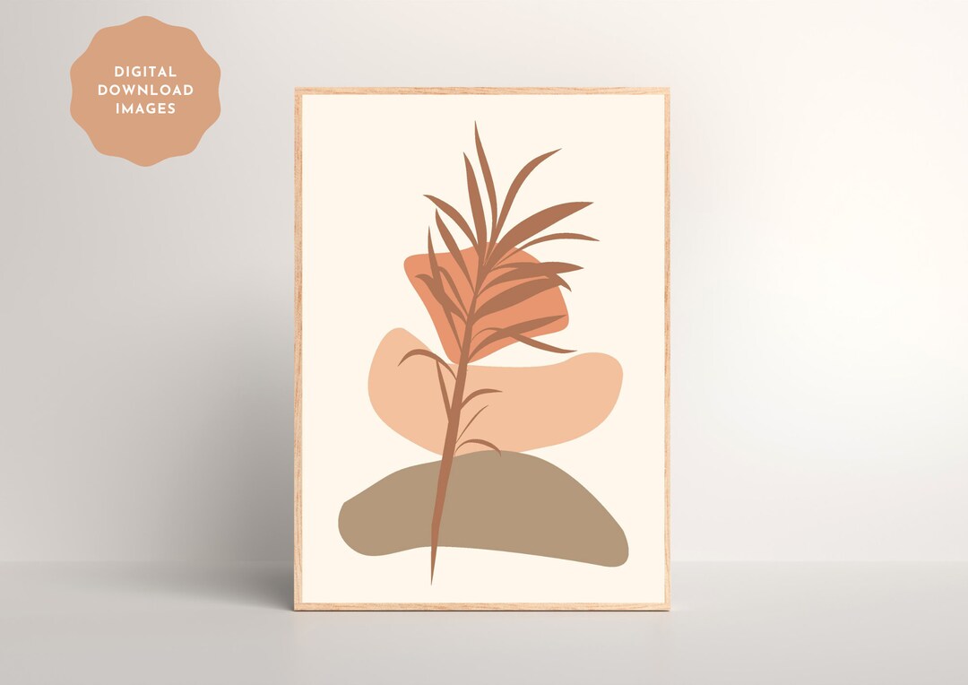 Boho Leaf Print, Abstract Boho Printable Wall Art, Terracotta Bohemian ...