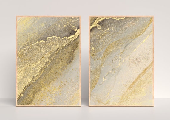Gold Marble Digital Print Wall Art Decor Marble Printable Set - Etsy