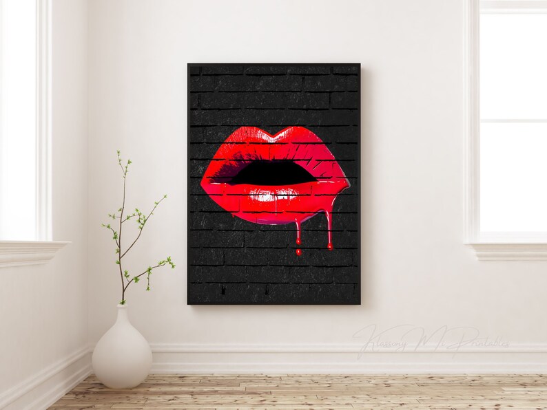 Red Hot Lips Set of 4 Printable Wall Art Prints With Unique Styles ...