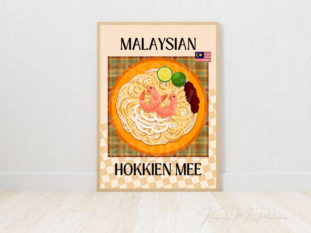 Malaysian Hokkien Mee Printable Wall Art, Malaysian Cuisine Home Decor ...