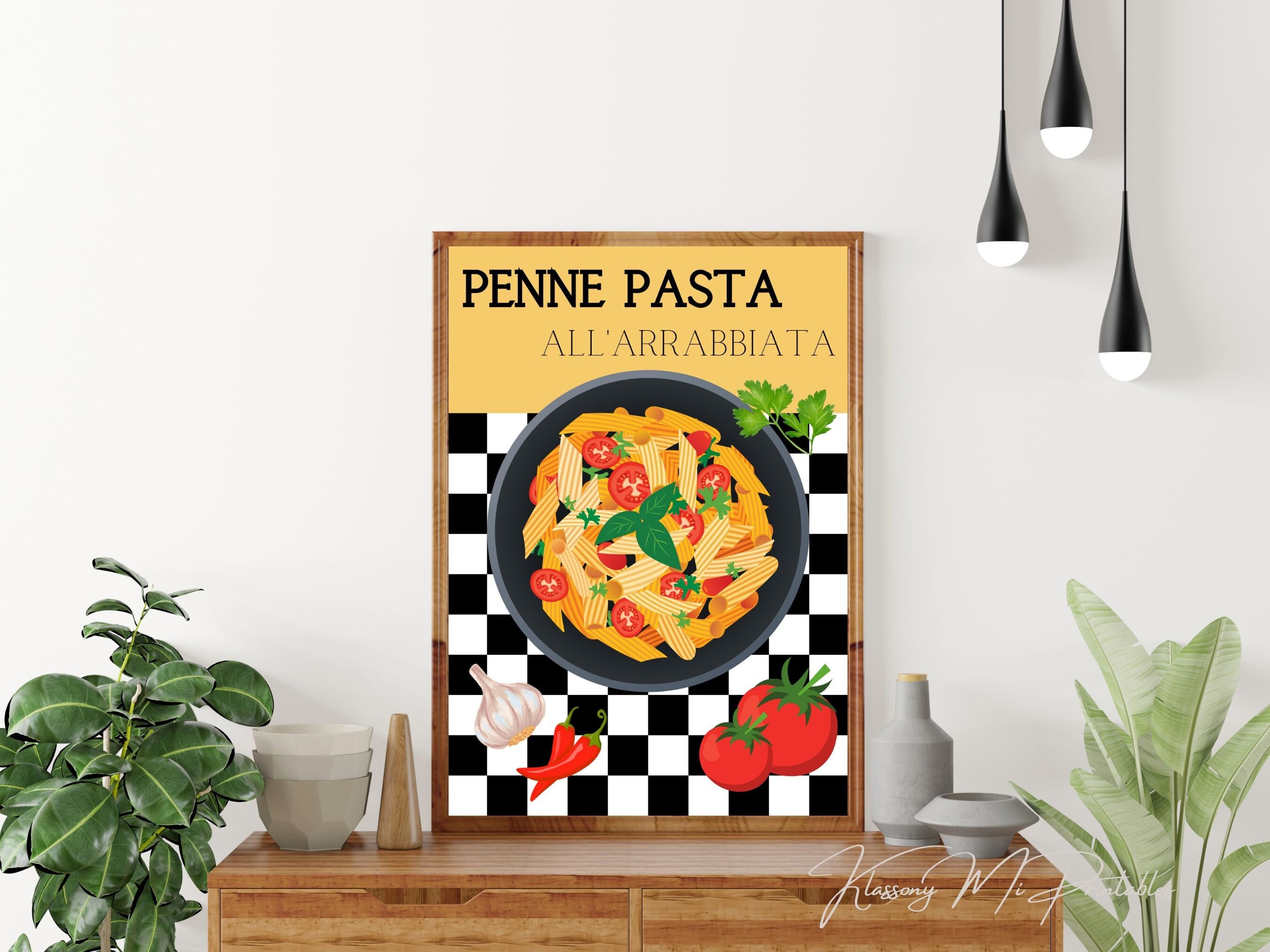 Penne Pasta All'arrabbiata Printable Wall Art, Featuring Ingredients ...