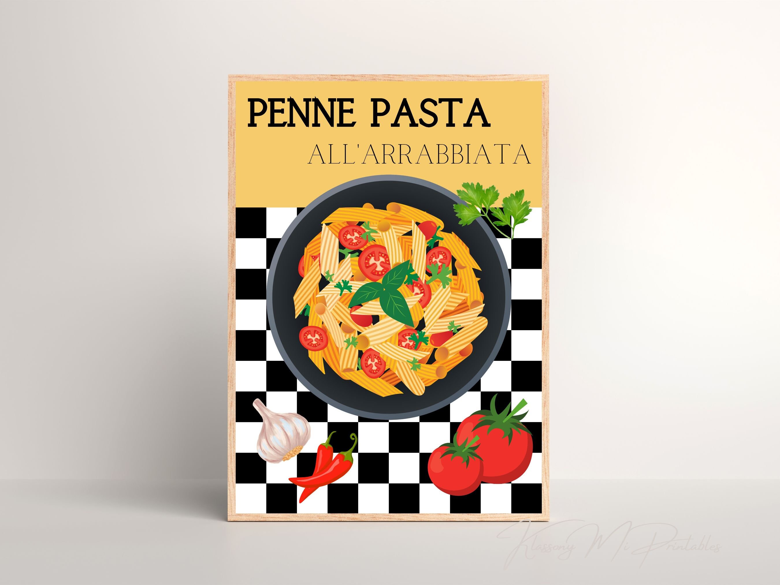 Penne Pasta All'arrabbiata Printable Wall Art, Featuring Ingredients ...