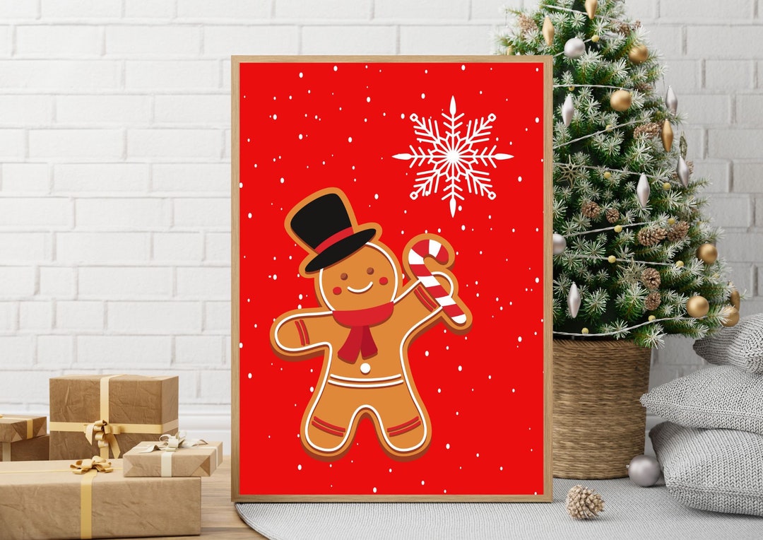 Christmas Gingerbread Man Printable Wall Art, Gingerbread Men Wall ...
