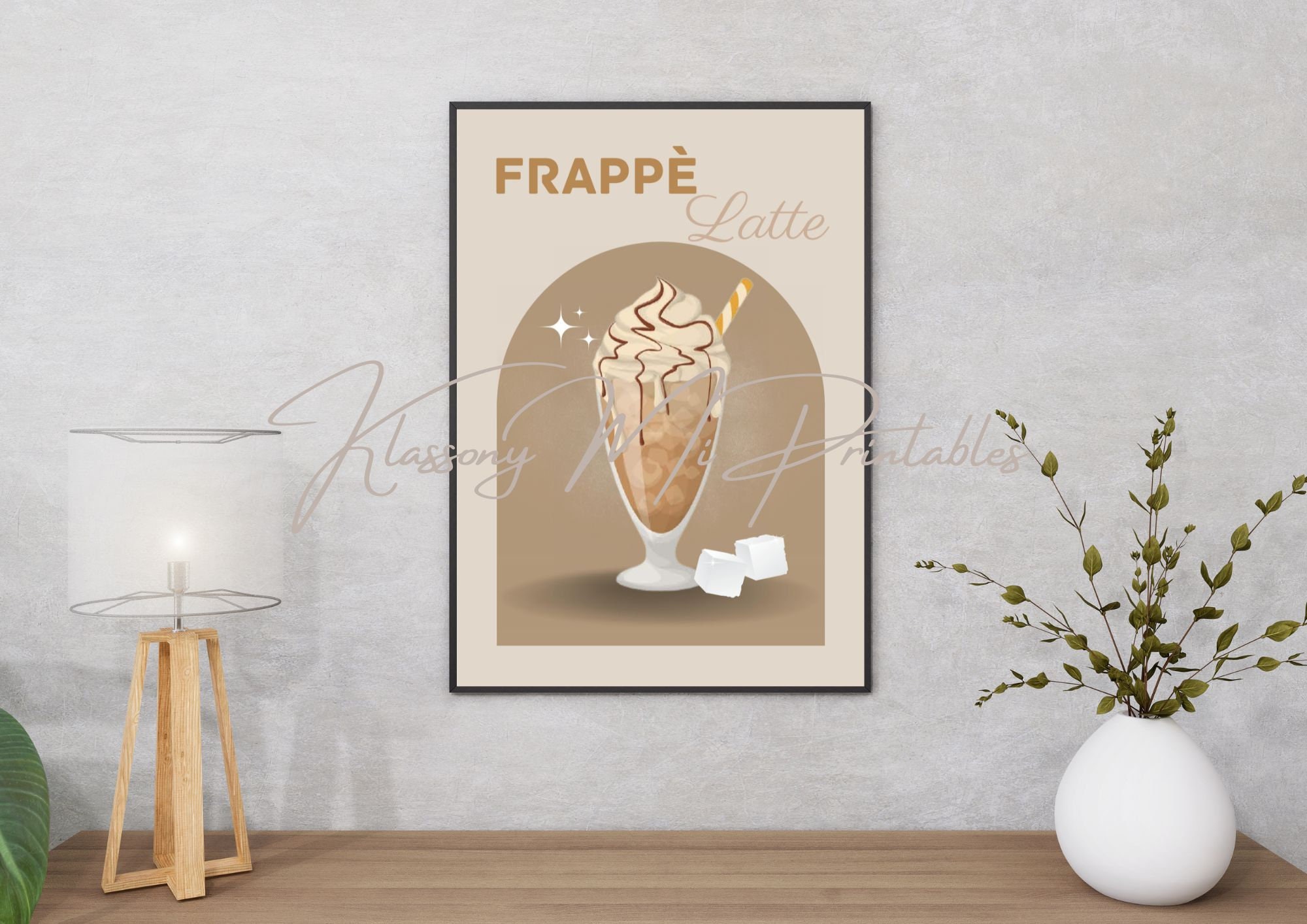 Frappe Latte Digital Wall Art, Iced Frappe Latte Printable Art, Iced ...
