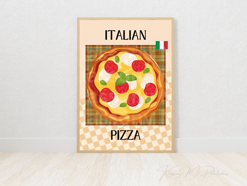 Italian Pizza Printable Wall Art, Italian Cuisine Home Decor, Classic ...