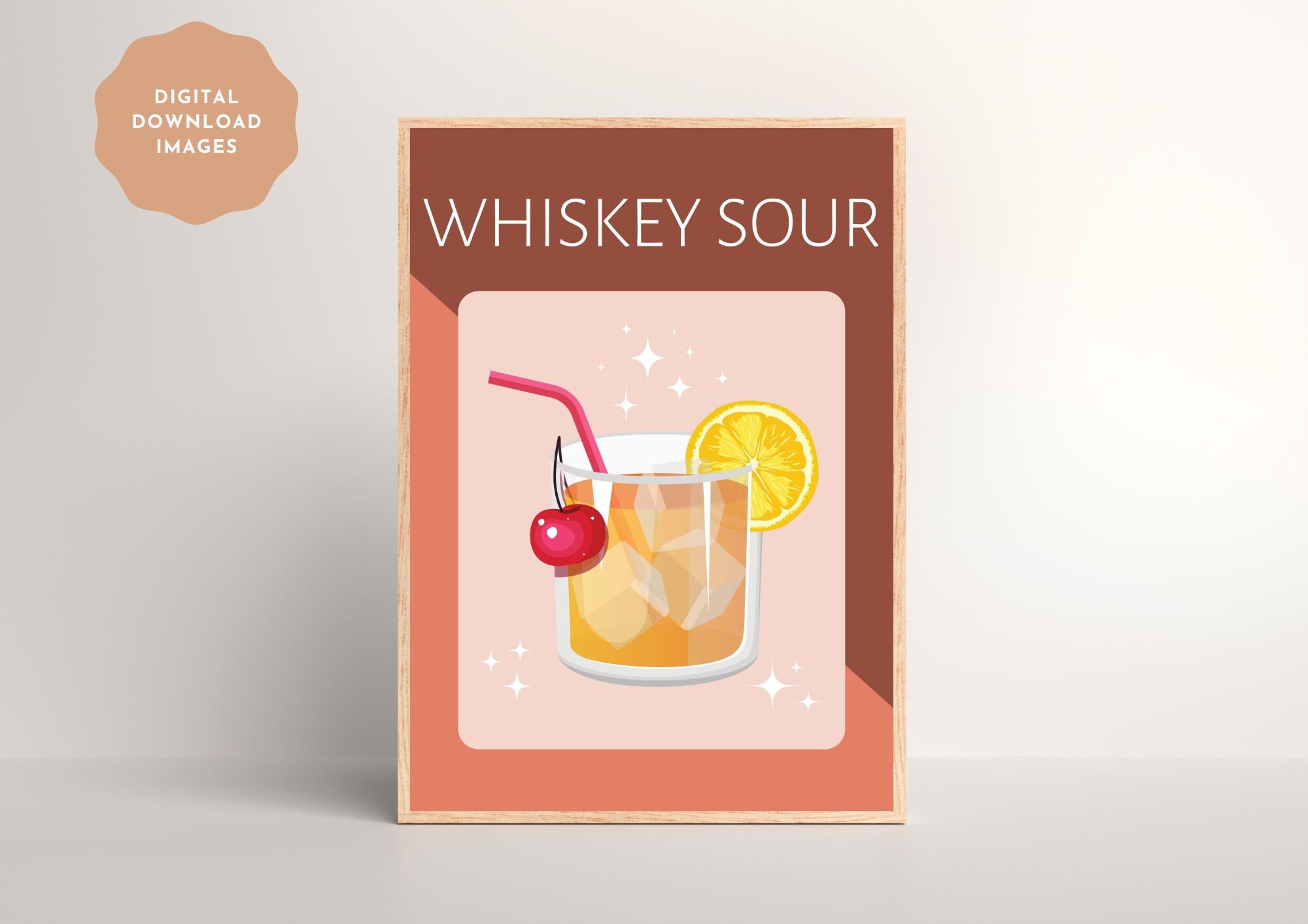 Whiskey Sour Cocktail Digital Wall Decor Whiskey Sour Art - Etsy