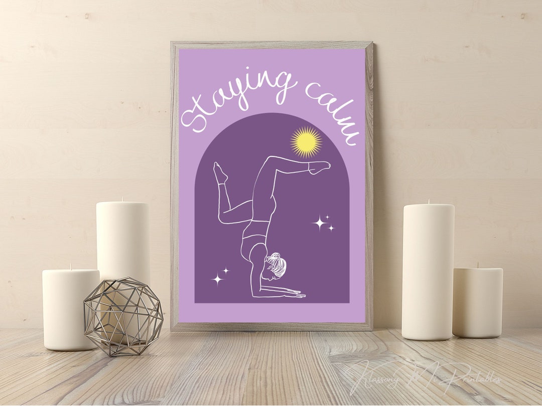 Stay Calm and Centered Yoga Printable Wall Art With Inspiring Quote of ...