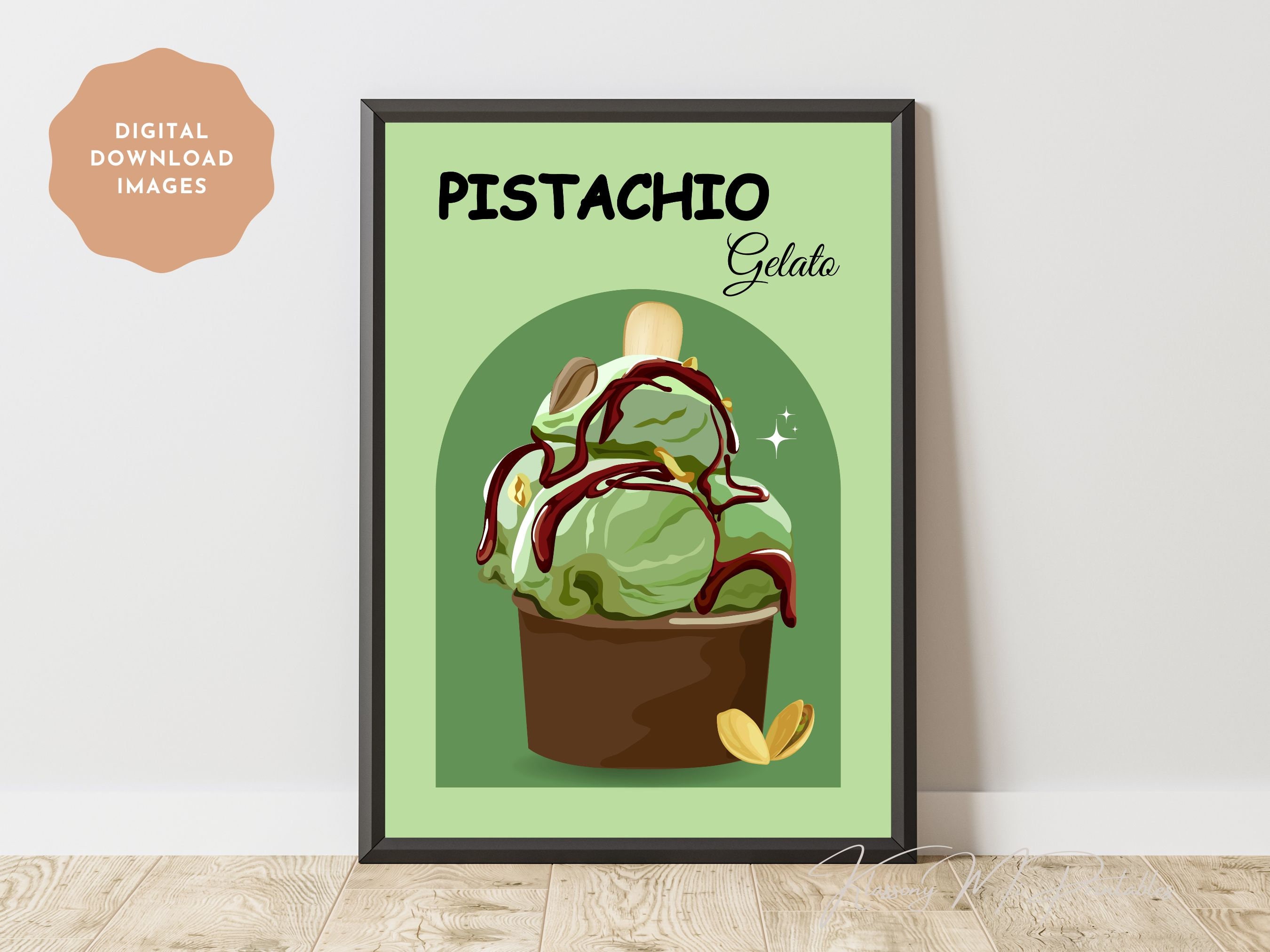 Pistachio Gelato Printable Wall Art, Dessert Kitchen Wall Decoration ...
