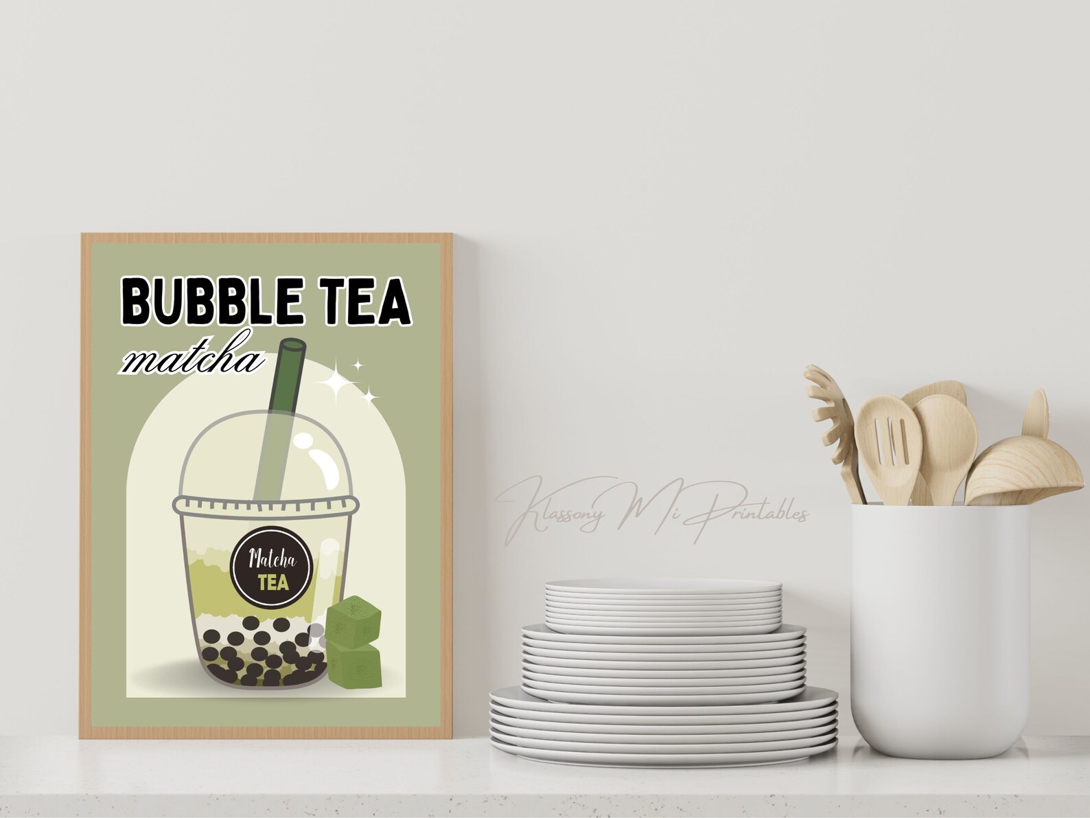 Bubble Tea Art Print, Boba Milk Matcha Tea Poster, Bubble Tea Shop ...