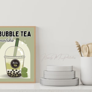 Bubble Tea Art Print, Boba Milk Matcha Tea Poster, Bubble Tea Shop ...
