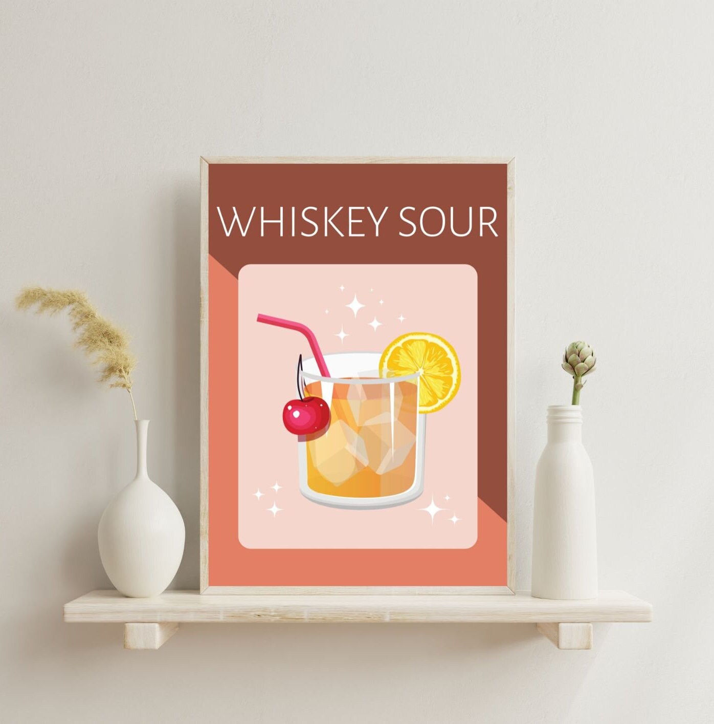 Whiskey Sour Cocktail Digital Wall Decor Whiskey Sour Art - Etsy