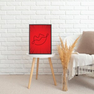 Big Red Lip Poster, Lip Digital Wall Art, Black Scribble Lip Print, Lip ...