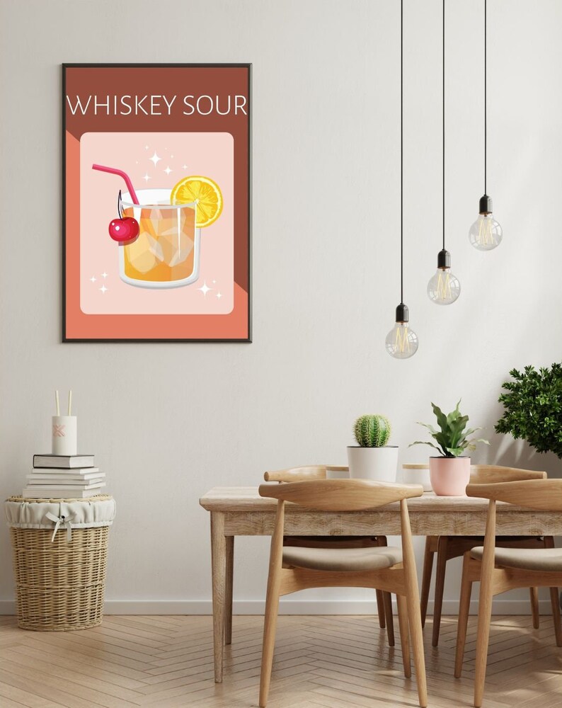 Whiskey Sour Cocktail Digital Wall Decor Whiskey Sour Art - Etsy