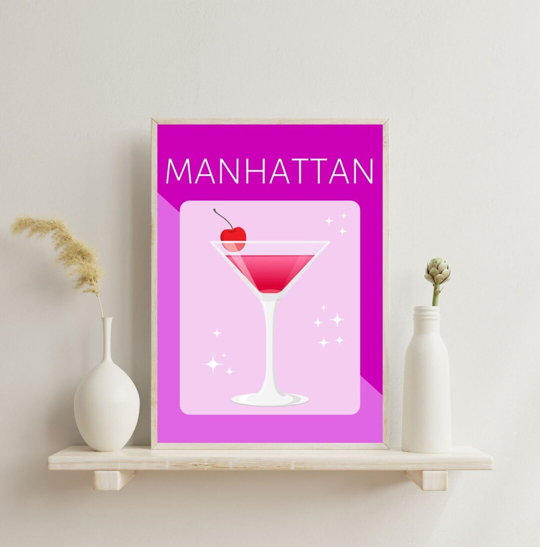 Manhattan Cocktail Digital Wall Art, Manhattan Drink Wall Decor ...