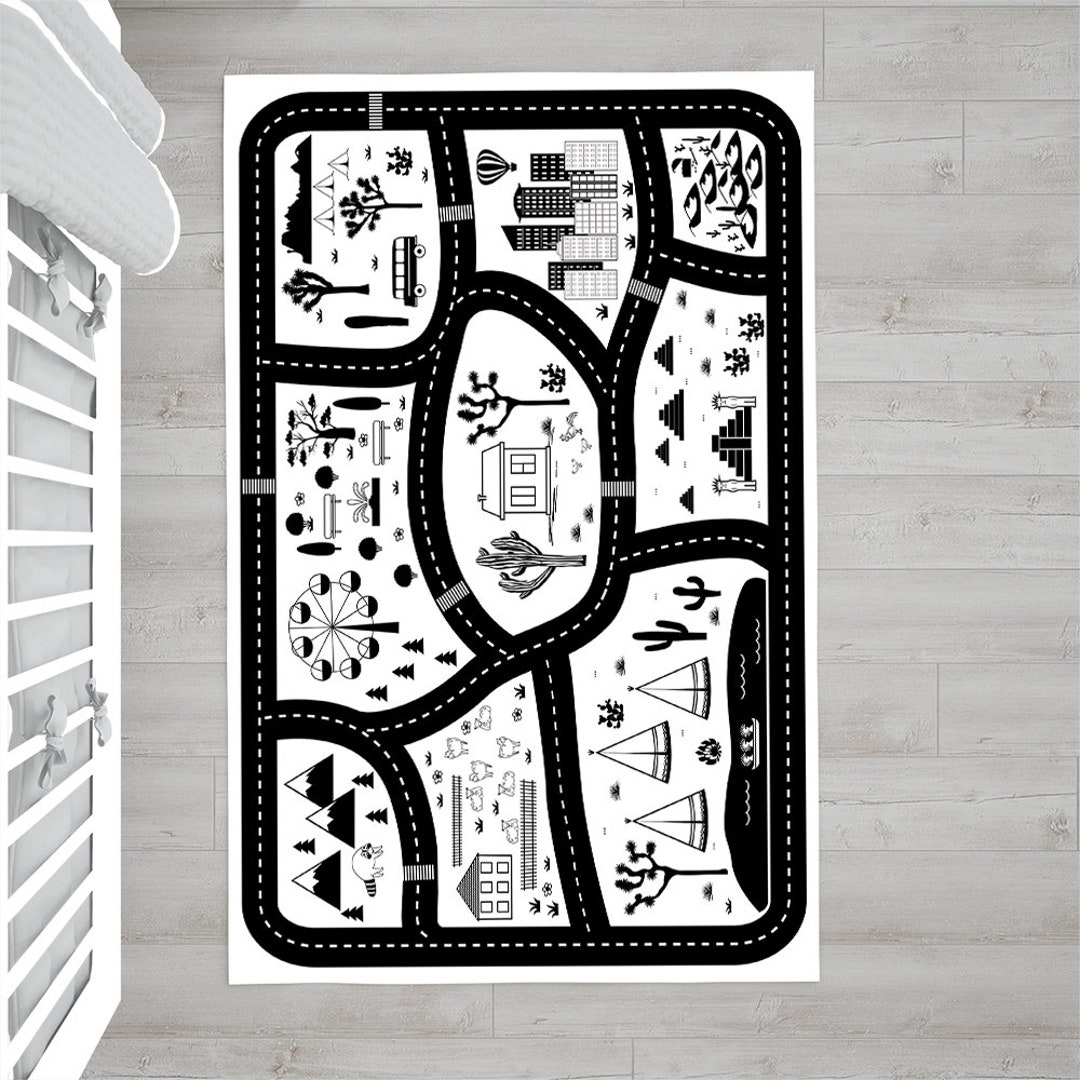 Traffic Pattern Kids Rug, Driveways Kids Rug, City Road Kids Rug, Play ...