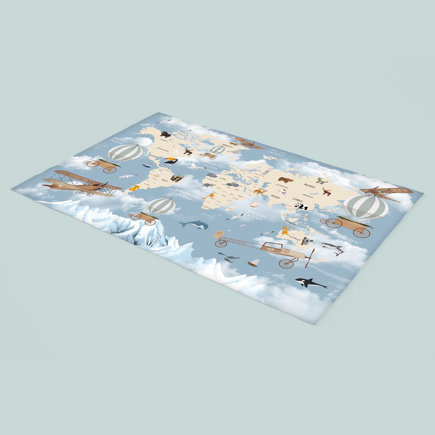 World Map Children's Carpet Map Model Carpet Countries - Etsy