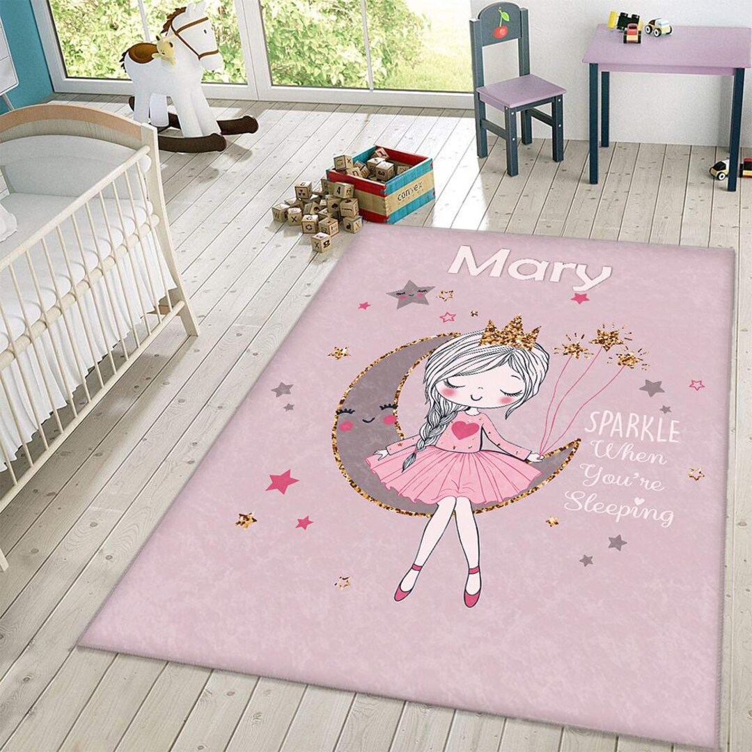 Personalized Girl's Rug: Moon Princess Nursery Carpet - Etsy