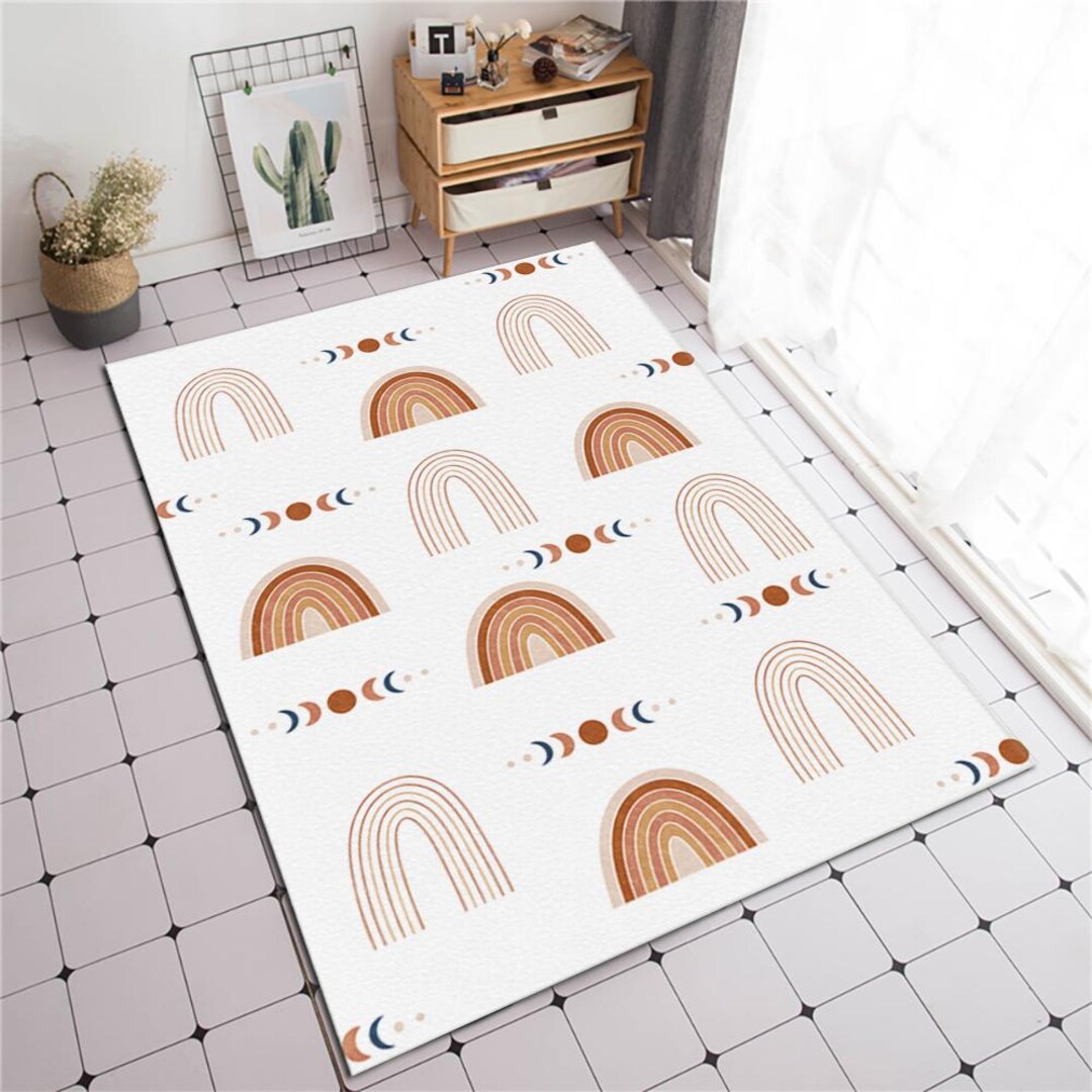 Rainbow Moon Phases Carpet: Non-slip Play Rug - Etsy