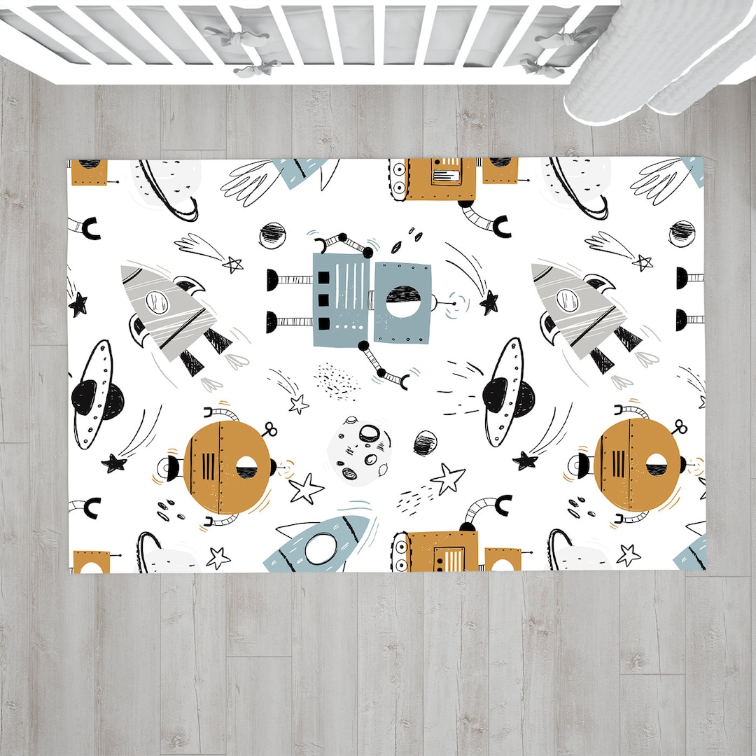 Robot Carpet, Robot Pattern Carpet, Space Vehicle Carpet, Rocket Carpet ...
