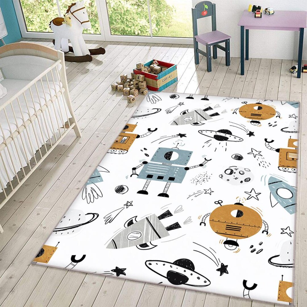 Robot Carpet, Robot Pattern Carpet, Space Vehicle Carpet, Rocket Carpet ...